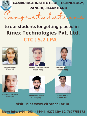 CIT - CAMBRIDGE INSTITUTE OF TECHNOLOGY RANCHI, JHARKHAND, INDIA