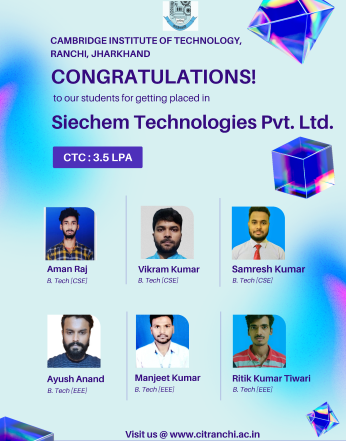 CIT - CAMBRIDGE INSTITUTE OF TECHNOLOGY RANCHI, JHARKHAND, INDIA